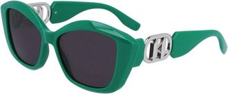 Karl Lagerfeld Femme, Accessoires, Vert, Taille: ONE Size Lunettes de Soleil Vertes Pulv&eacute;ris&eacute;es