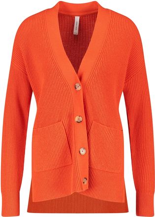 Gerry Weber Damen Strickjacke mit Wolle breite Rippenbündchen, Langarm unifarben Pumpkin 40