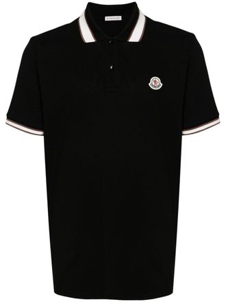 Moncler polo &agrave; patch logo - Noir