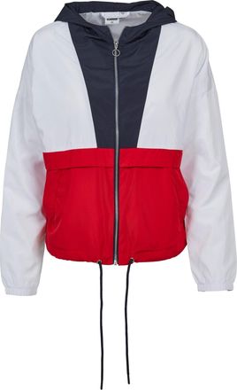 Urban Classics Damen Jacke &Uuml;bergangsjacke Ladies 3-Tone Oversize Windbreaker - Farbe navy/white/fire red, Gr&ouml;&szlig;e XS