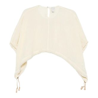 120% Lino Femme, Blouses et Chemises, Blanc, Taille: 44 FR Blouse en lin &agrave; manches courtes