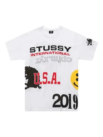 St&uuml;ssy T-Shirt mit grafischem Print - Wei&szlig;