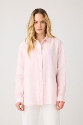 Knowledge Cotton Apparel Damen vegan Hemd Lose Leinen Blassflieder