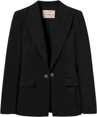Twinset Femme, Vestes, Noir, Taille: 42 FR Oval T Cr&ecirc;pe Blazer