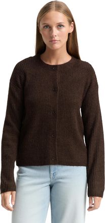 Tom Tailor Damen 1049062 Cosy Cardigan mit Rundhalsausschnitt, 38864-Soft Chocolate Brown Melange, XL