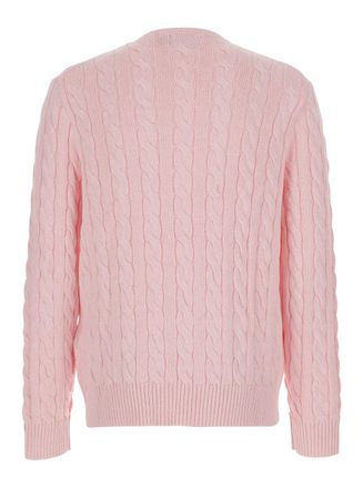 Polo Ralph Lauren Mens Crewneck Sweater With Pony Patch - Pink Tops Top
