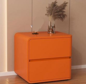 Generic Nachttisch In Massivholzoptik Mit 2 Schubladen - Moderner Minimalistischer Nachttisch Mit Mikrofaserlederbezug, Beistelltisch Mit Stauraum Fürs Schlaf