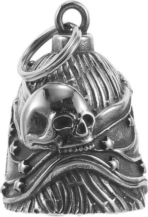 Hemobllo Clochette de Motard en Acier Inoxydable Robuste, Pendentif T&ecirc;te de Mort Vintage, Porte-cl&eacute;s pour Motos et V&eacute;los, Charme R&eacute;tro Gardien pour Passionn&eacute;s 