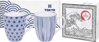 Tokyo Design Studio Nippon Blue, 2 Tassen Set in dekorativer Geschenkbox, Porzellan Geschirr, 380ml