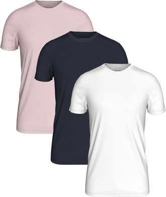 Calvin Klein Underwear T-Shirt S/S CREW NECK 3PK, Herren, Gr. XXL (56), horizon pink w shoreline emb, shorel, Jersey, Obermaterial: 100% Baumwolle, CALVIN KLEIN UNDERWEAR, B