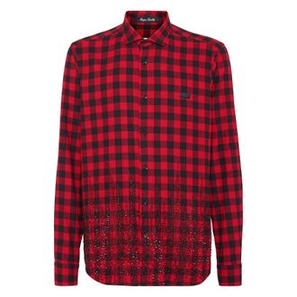 Philipp Plein Homme, Chemises, Rouge, Taille: L Shirt Slim Fit Flame