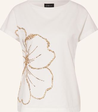 s.Oliver Black Label S.Oliver Black Label T-Shirt Mit Pailletten weiss