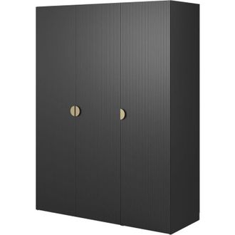 Selsey Moonir - Kleiderschrank 3-t&uuml;rig mit 2 Kleiderstangen, 150 cm, schwarz - Selsey
