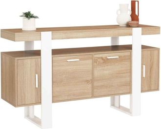 IDMarket Buffet 140 cm phoenix 4 portes bois et blanc
