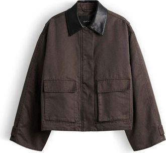 OPUS Outdoorjacke Barn Jacket aus gewachstem Baumwollmix Regular Fit Riegel an der Manschette