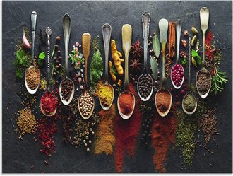 Artland ARTland Spritzschutz Küchenrückwand aus Alu für Küche Herd Spüle Motiv 80x60 cm (BxH) Essen, Trinken & Genuss Lebensmittel Fotografie Bunt Kräuter Gew