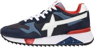 W6YZ Yak-M.-Baskets en Daim et Tissu Technique-Bleu Ciel Marine 40