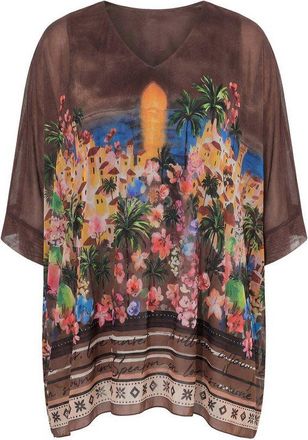 Miamoda Longbluse Mesh-Bluse oversized Blumenmuster