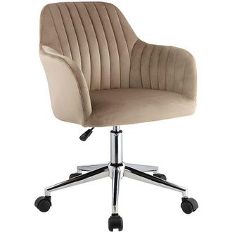 Vente-Unique Vente-unique - Chaise de bureau - Velours - Beige et argent&eacute; - Hauteur r&eacute;glable - eleana
