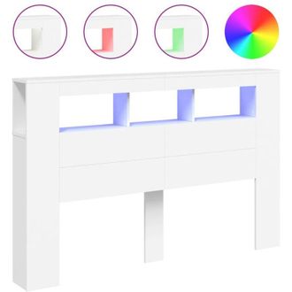 vidaXL LED-Kopfteil Wei&szlig; 160x18,5x103,5 cm Holzwerkstoff vidaXL551284