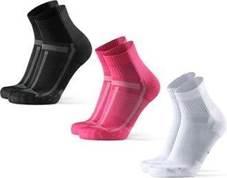 Danish Endurance Chaussettes de Running Longue Distance, Anti-Ampoules, Soutien Vo&ucirc;te Plantaire, 3 Paires, Multicouleurs (1x Noir, 1x Rose, 1x Blanc), 39-42