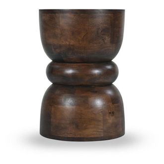 DRAWER Table dappoint en bois massif &oslash;33,5cm - Bois fonc&eacute; - PULAU
