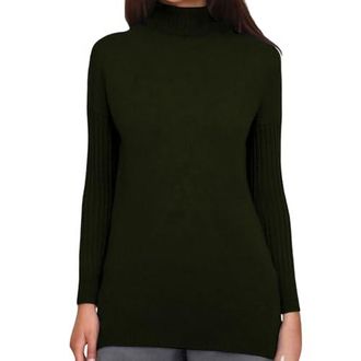 Generic Pull pour femme col haut asym&eacute;trique &eacute;paules tombantes manches longues pull tendance d&eacute;contract&eacute; pull tricot pour usage quotidien, style urbain, voyag