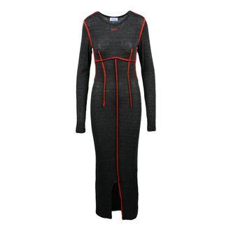 Off-white Femme, Robes, Gris, Taille: 40 FR Abito Silhouette en maille