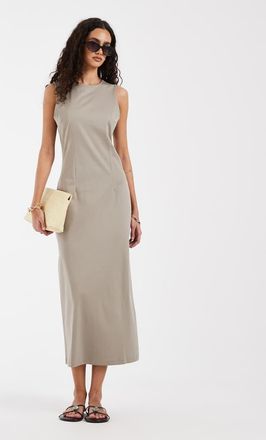 & Other Stories Robe longue sans manches en jersey fendue &agrave; larri&egrave;re - Marron