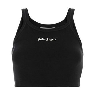 Palm Angels Geripptes Crop Top mit hohem Kragen - - Tops - Damen - Schwarzk - S