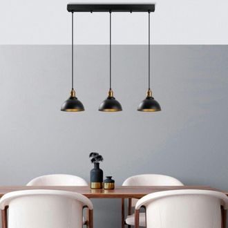 Pier Import Suspension îlot cuisine - 3 lampes noir et or SILE
