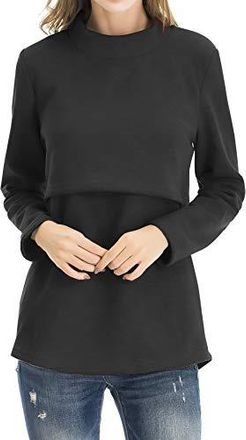 Smallshow Hauts dAllaitement en Molleton V&ecirc;tements dAllaitement &agrave; Manches Longues pour Femmes XL Black