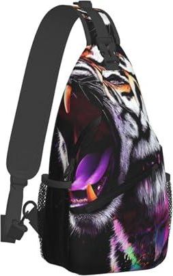 Generic Antivol Sacoche Homme Bandouliere Tigre sauvage Sacs Poitrine Multifonction Crossbody Bag pour Cyclisme Randonn&eacute;e Femme