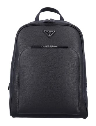 Prada Rucks&auml;cke - Pebbled Leather Backpack With Top Handle And Adjus - Gr. unisize - in Schwarz - f&uuml;r Damen