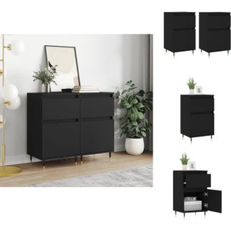 vidaXL Sideboards 2 Stk. Schwarz 40x35x70 cm Holzwerkstoff - Schreibtisch - Sideboard - Wohnzimmerm&ouml;bel - Holzm&ouml;bel - Schwarz