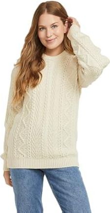 Aran Woollen Mills Newgrange Pull traditionnel unisexe à manches longues 100 % laine mérinos, naturel, Taille M