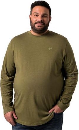 Men Plus Hommes Grandes Tailles L-8XL T-Shirt Men+, col Rond et Manches Longues, Collection Basic - Jusquau 8 XL Olive foncé 6XL 836307641-6XL