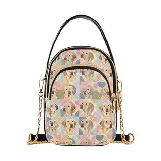 Mnsruu Petit sac &agrave; bandouli&egrave;re amusant en cuir pour femme Motif chiot