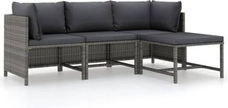 vidaXL Vidaxl - Salon de jardin 4 pcs avec coussins Résine tressée Gris