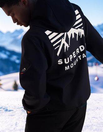 Superdry Freestyle - Sweat &agrave; capuche de ski en tissu softshell - Noir