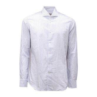 Bagutta Homme, Chemises, Multicolore, Taille: M Chemise Slim Fit en Coton Blanc/Bleu