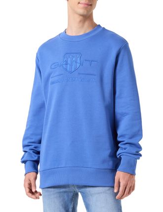 GANT Herren REG Tonal Shield C-Neck Sweat Sweatshirt, Fresh Blue, Large
