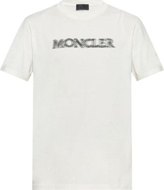 Moncler T-Shirt mit verschwommenem Logo - Weiß