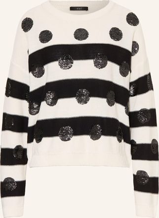 Oui Pullover Mit Pailletten weiss