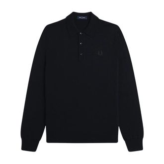 Fred Perry Strickpolo mit langen &Auml;rmeln - - Tops - Herren - Blau - S