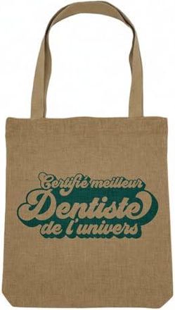 Fabulous Sac Shopping Tote Bag Aspect Lin - Certifi&eacute; meilleur Dentiste de lunivers Docteur Dent Soins - Sac de Courses Toile Epaisse 360g Beige Naturel Cabas P