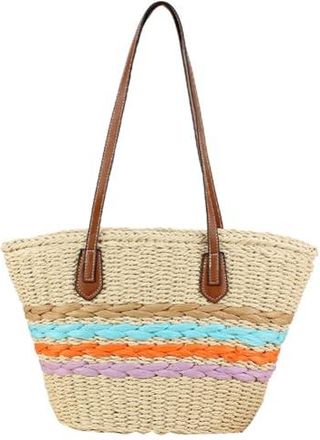Generic Sac cabas d&eacute;t&eacute; 2025 pour femme, sac cabas en paille, sac de plage, sac bandouli&egrave;re, sac &agrave; main tress&eacute;, sac &agrave; main pour les vacances d&eacute;t&eacute;
