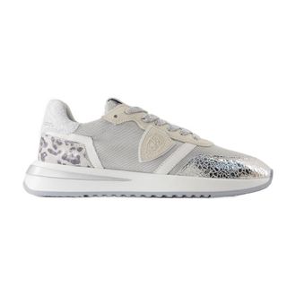 Philippe Model Womens Canvas Animal-Print Low-Top Sneaker White