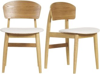 Miliboo Miliboo - Chaises scandinaves en bois clair et tissu effet laine bouclée blanc (lot de 2) elion