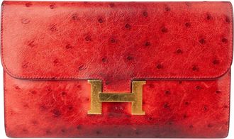 Herm&egrave;s Portemonnaie - Hermes Red Ostrich Constance H Wallet - Gr. unisize - in Gold - f&uuml;r Damen